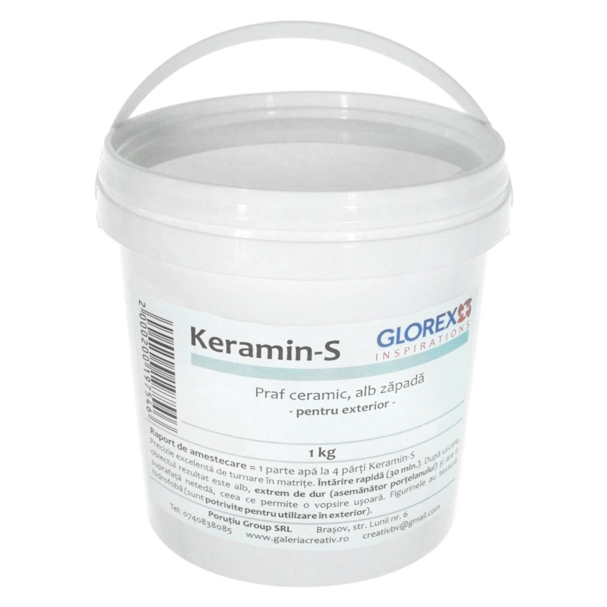 Praf ceramic alb zapada Keramin-S Glorex 1 kg