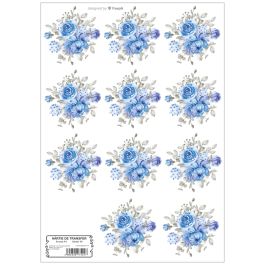 Hartie de transfer model-49, Flori albastre A4